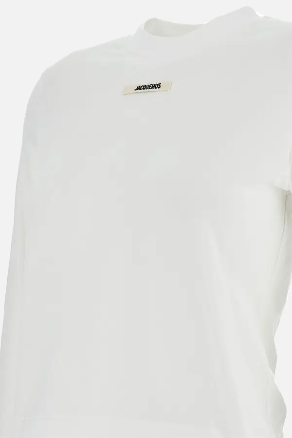 Jacquemus Grosgrain Logo Cropped T-shirt - White