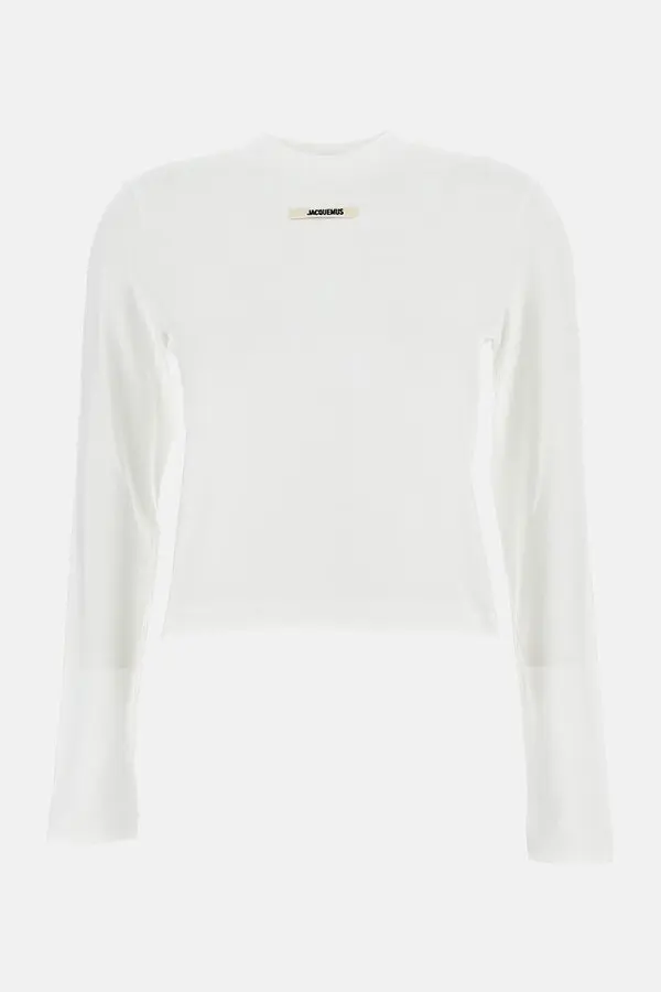 Jacquemus Grosgrain Logo Cropped T-shirt - White