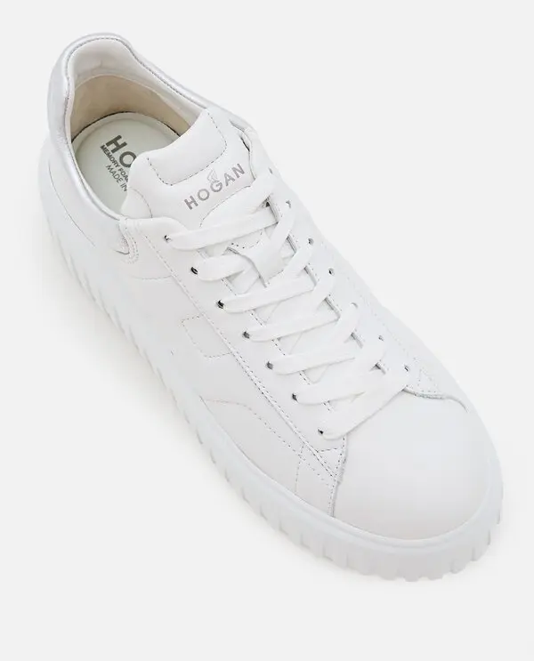Hogan Laced Sneakers With H-stripes - White