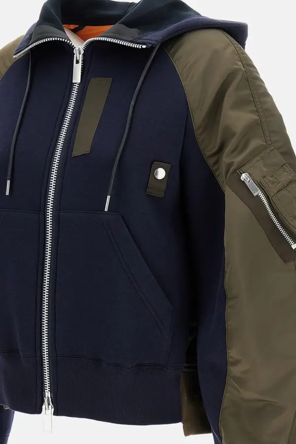 Sacai Zip-up Hooded Sweatshirt - Multicolor