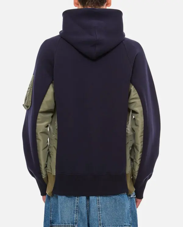 Sacai Hooded Cotton And Nylon Jacket - Blue