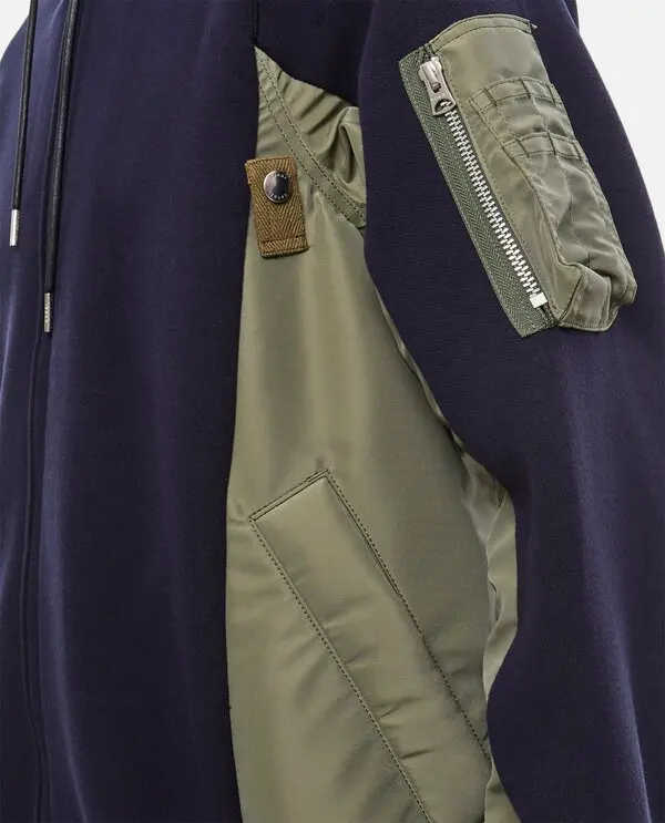 Sacai Hooded Cotton And Nylon Jacket - Blue