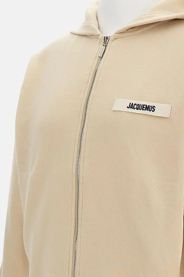 Jacquemus Gros Grain Zip-up Sweatshirt - Beige