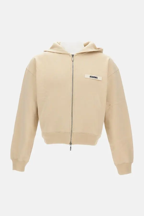 Jacquemus Gros Grain Zip-up Sweatshirt - Beige