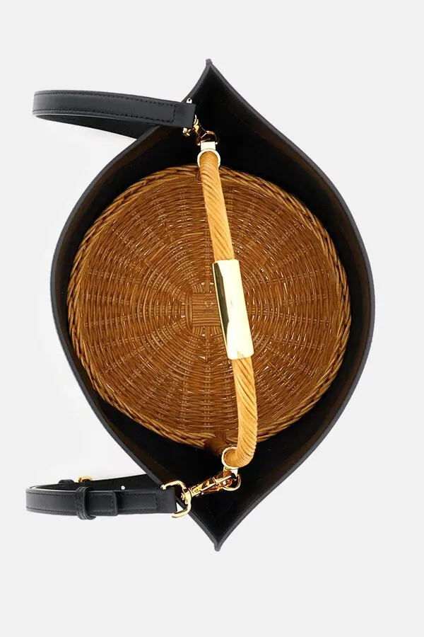 Sacai Raffia And Leather Basket Bag