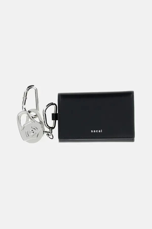 Sacai Tri-fold Wallet With Carabiner - Black