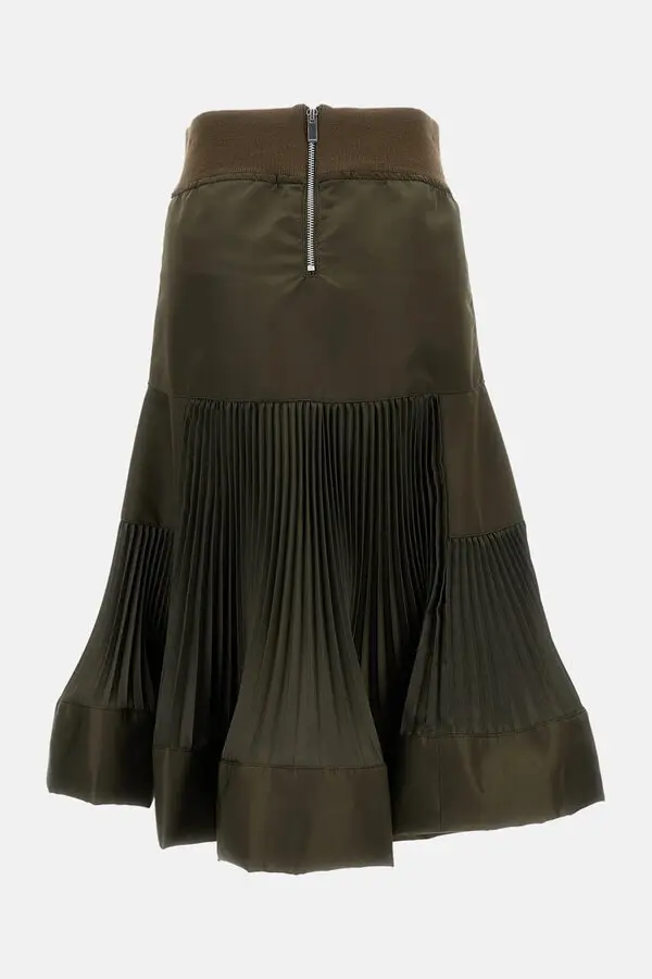 Sacai Nylon Twill Asymmetric Skirt - Verde