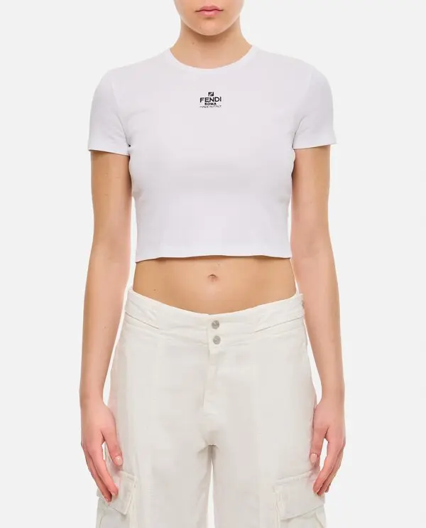 Fendi Ribbed Cropped T-shirt