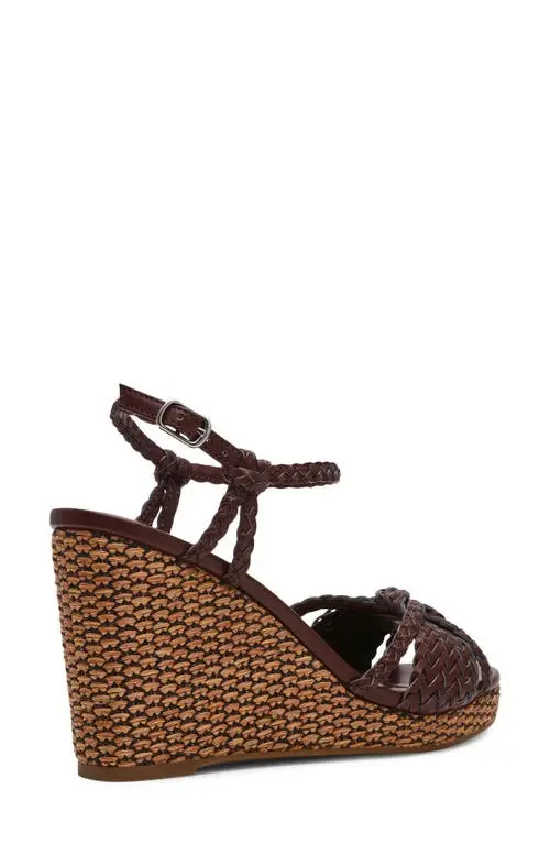 Anne Klein Braided Wedge Sandal - Chocolate Brown Woven