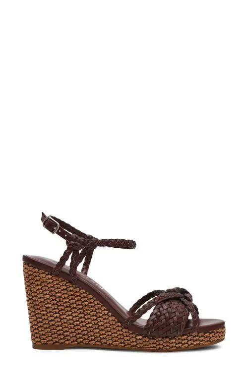 Anne Klein Braided Wedge Sandal - Chocolate Brown Woven