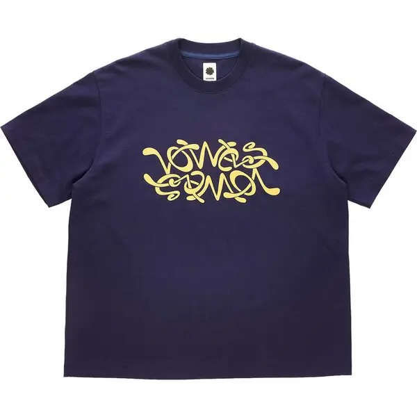 VOWELS Double Scribble Tee - Navy