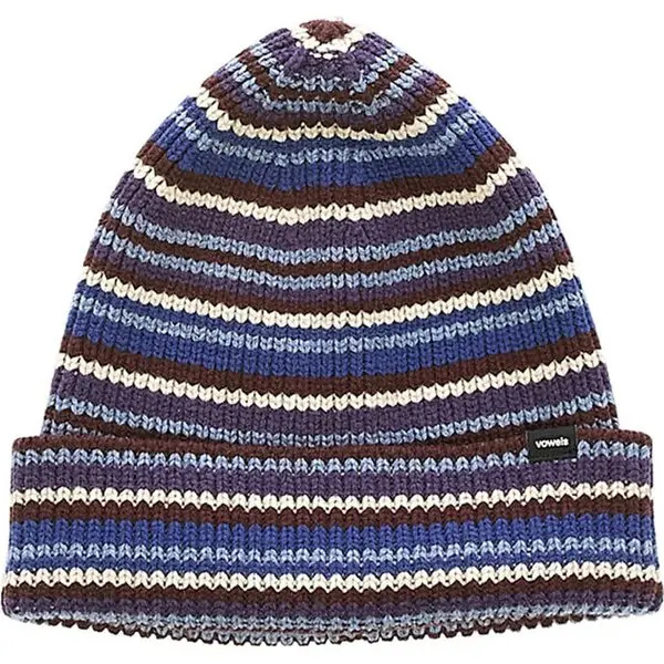 VOWELS Striped Wool Blend Beanie - Blue