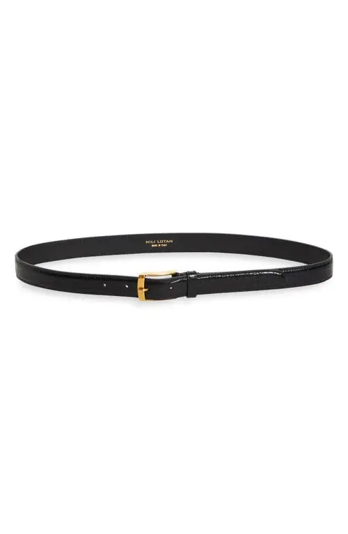 NILI LOTAN Dana Leather Belt - Black W/gold Buckle