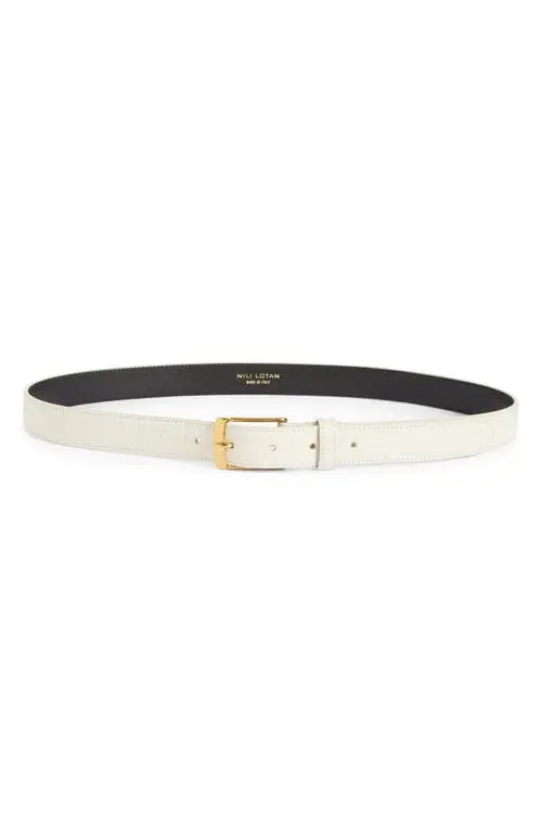 NILI LOTAN Dana Leather Belt - Ivory W/gold Buckle