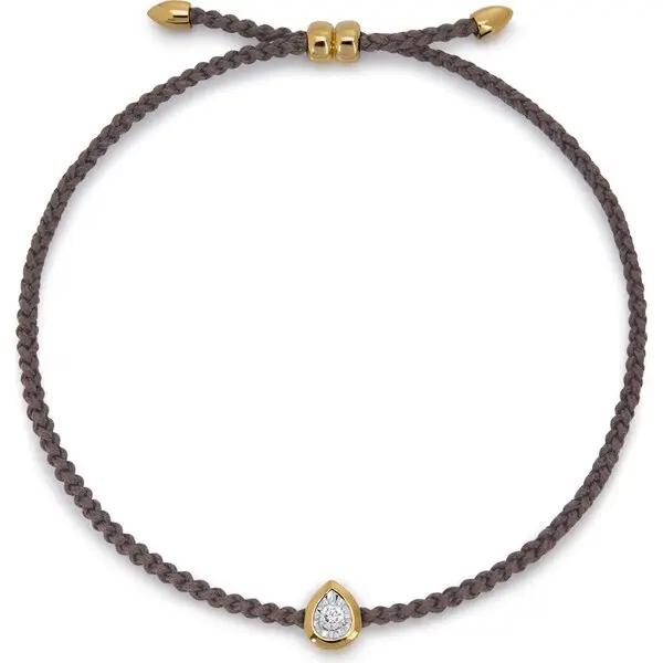 Monica Vinader Pear Cut Lab Grown Diamond Cord Bracelet - Gold Vermeil