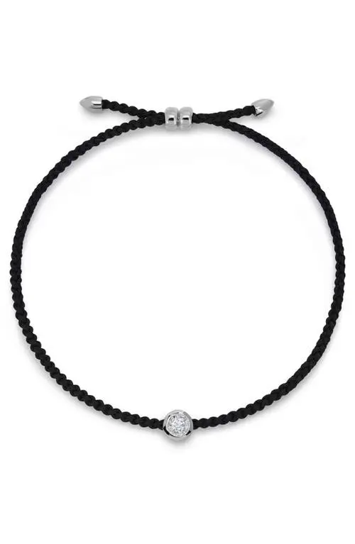 Monica Vinader Lab Grown Diamond Solitaire Cord Bracelet - Silver