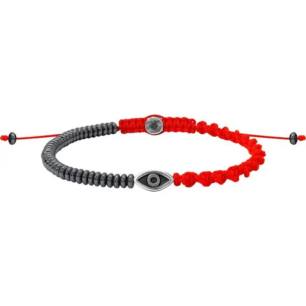 KARMA AND LUCK Hematite Evil Eye Red String Bracelet - Red/grey