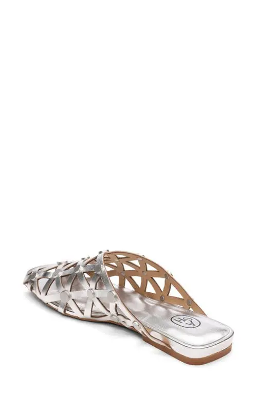 Ash Bone Studded Cutout Slide Sandal - Silver