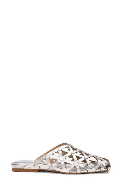 Ash Bone Studded Cutout Slide Sandal - Silver