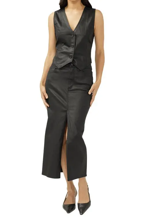 SILVER JEANS CO. Midi Denim Skirt With Front Slit
