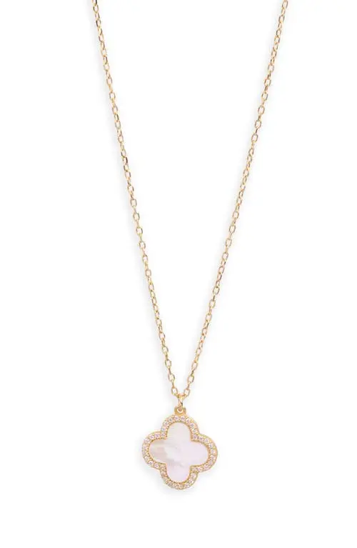 Argento Vivo Pavé Crystal & Mother Of Pearl Clover Pendant Necklace - Gold