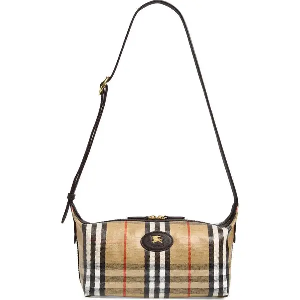 Burberry Highlands Check Coated Canvas Sling Bag - Sand