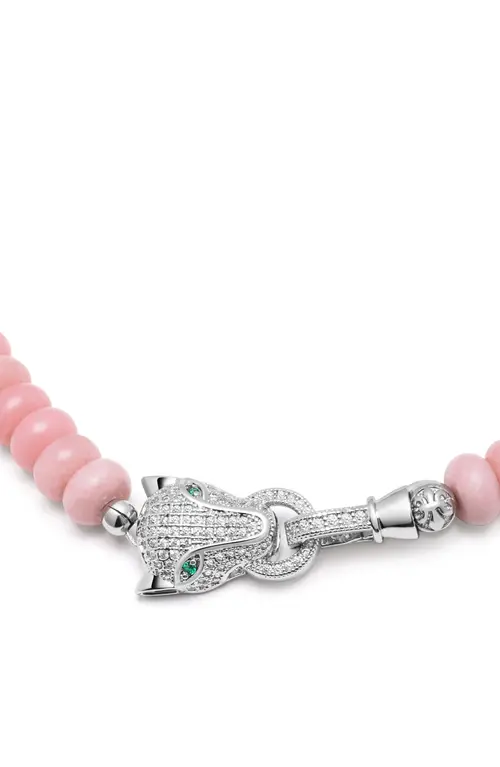 NIALAYA JEWELRY Panther Head Quartz Choker - Pink Opal