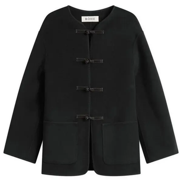 RÓHE Mandarin Double-faced Wool Jacket - Navy