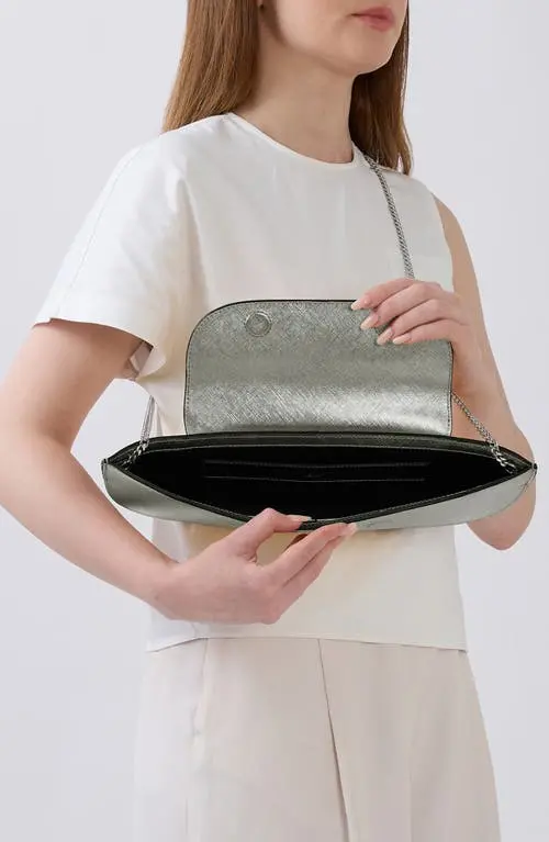 BEHNO Nadia Leather Clutch - Silver