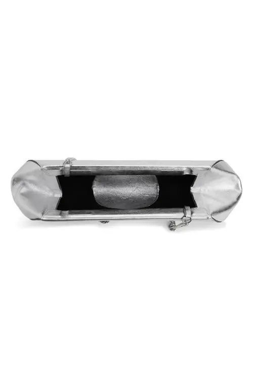 BEHNO Elizabeth Leather Baguette Clutch - Silver