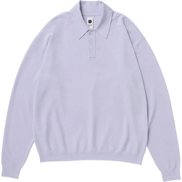 VOWELS Lightweight Knit Polo Sweater - Ice Blue