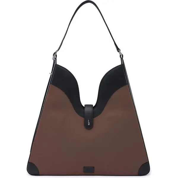 BEHNO Melina Canvas Shoulder Bag - Cacao/black