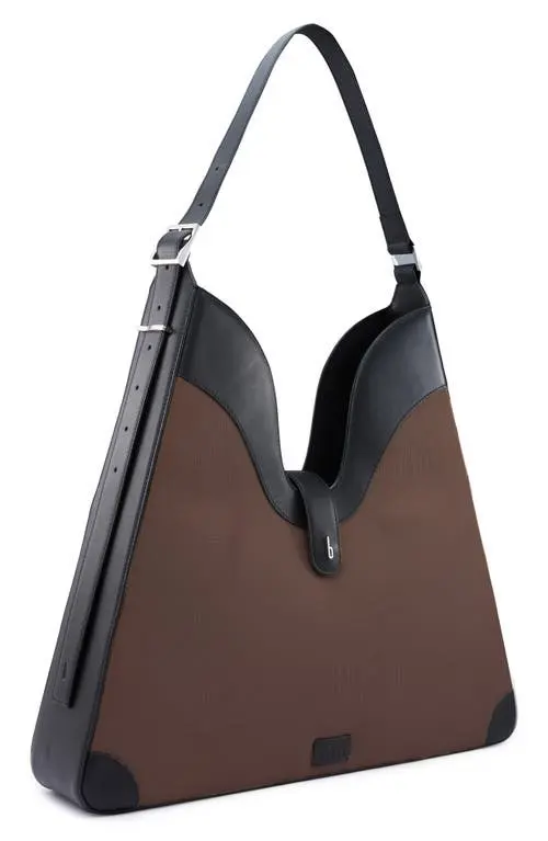 BEHNO Melina Canvas Shoulder Bag - Cacao/black