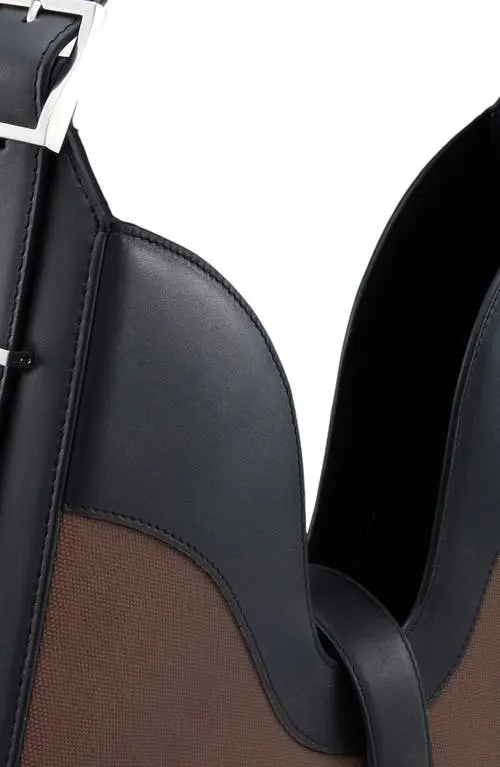 BEHNO Melina Canvas Shoulder Bag - Cacao/black
