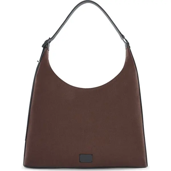BEHNO Canvas Shoulder Bag - Cacao/black