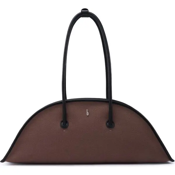 BEHNO Laverne Canvas Bowler Bag - Cacao/black