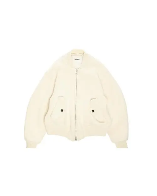 VOWELS Handstitch Knitted Bomber Jacket - Cream