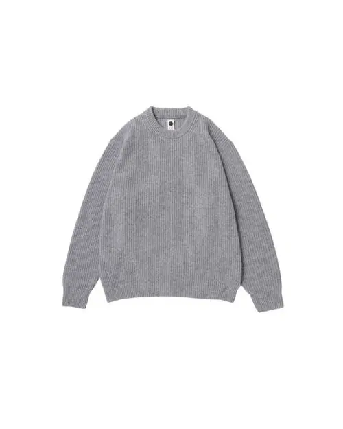 VOWELS Baby Alpaca Crewneck Sweater - Light Grey