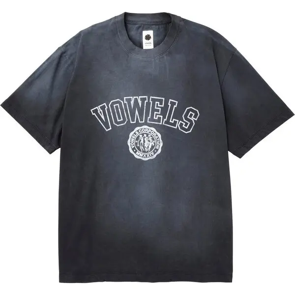 VOWELS Faded Collegiate Tee - Black
