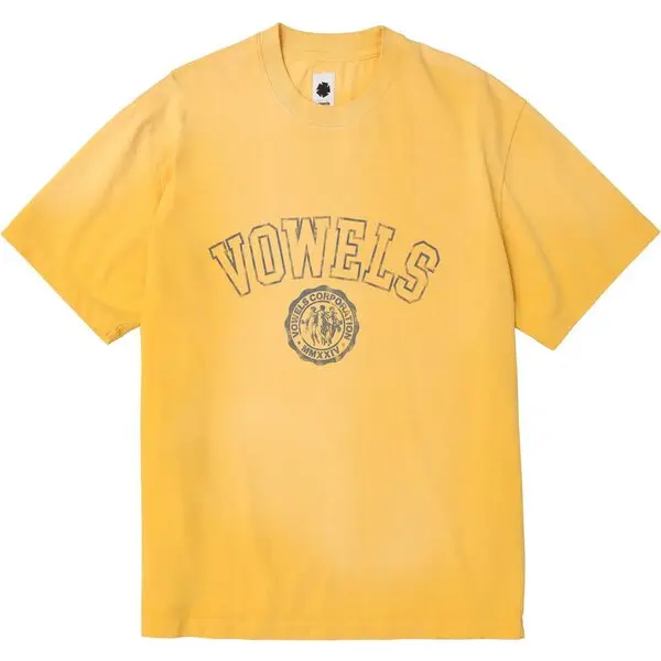VOWELS Faded Collegiate Tee - Dusty Yellow