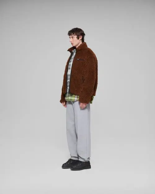 VOWELS Relaxed Fit Fleece Jacket - Brown