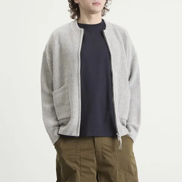 FRIZMWORKS Wool Deck Zip Cardigan - Light Gray