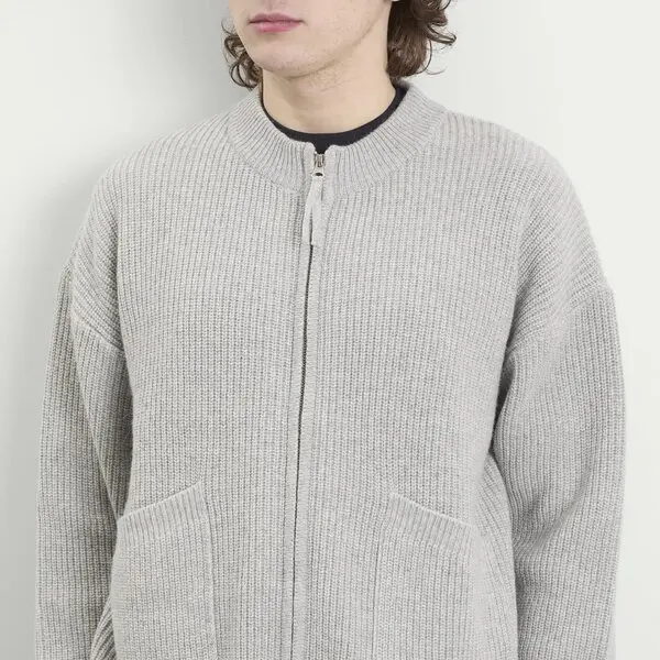 FRIZMWORKS Wool Deck Zip Cardigan - Light Gray