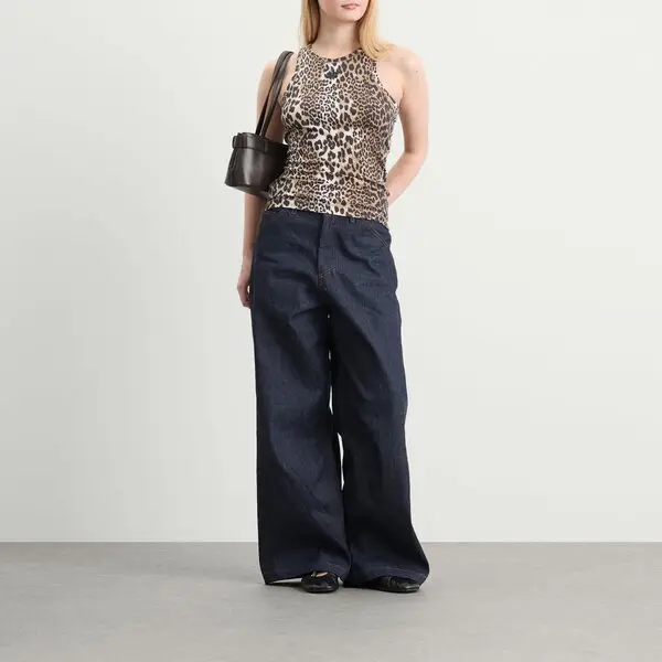 GANNI Rib Tank Top - Leopard