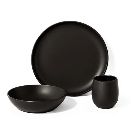 GHARYAN STONEWARE Gourmet Breakfast Dishes - Matte Black