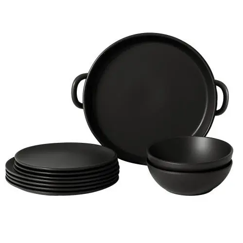 GHARYAN STONEWARE Family Feast Dinnerware - Matte Black