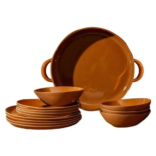 GHARYAN STONEWARE Family Feast Dinnerware - Matte/shiny Terracotta