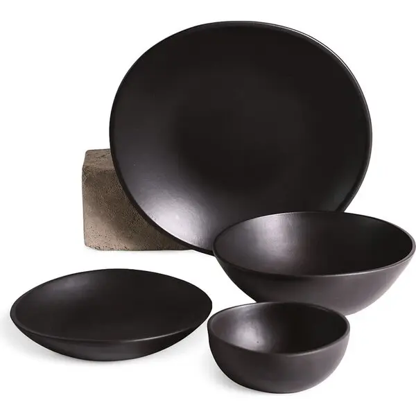 GHARYAN STONEWARE Organic Shaped Dinnerware Dadasi - Matte Black