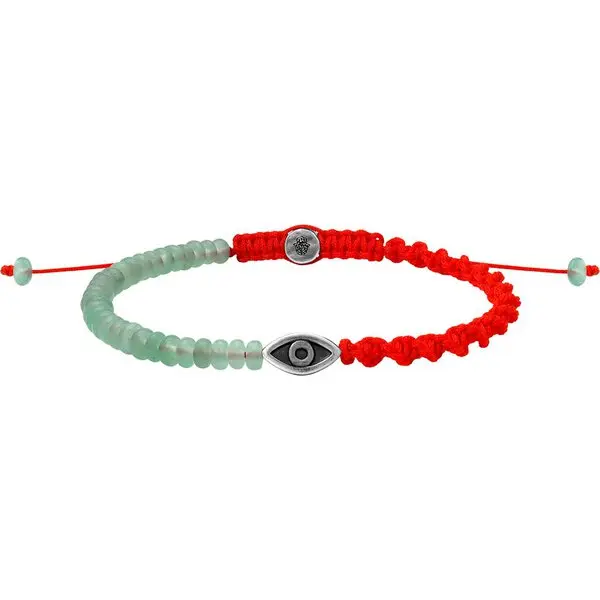 KARMA AND LUCK Successful Endeavors Jade Evil Eye Red String Bracelet - Red/pastel Green