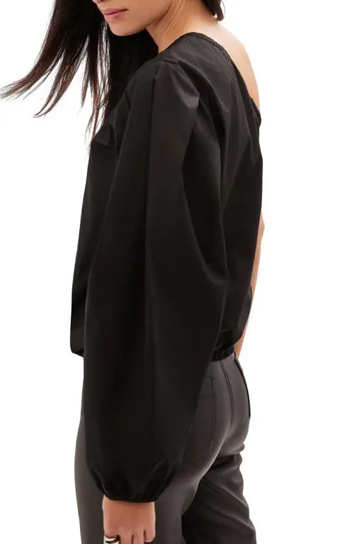 MARCELLA Garfield One-shoulder Cotton Poplin Top - Black